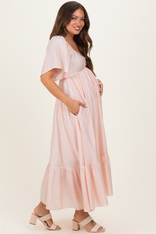 PINKBLUSH Flutter Sleeve Ruffle Hem Midi Dress